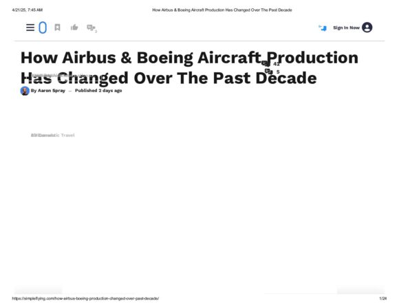 How Airbus & Boeing Aircraft Production Has Changed Over The Past ...